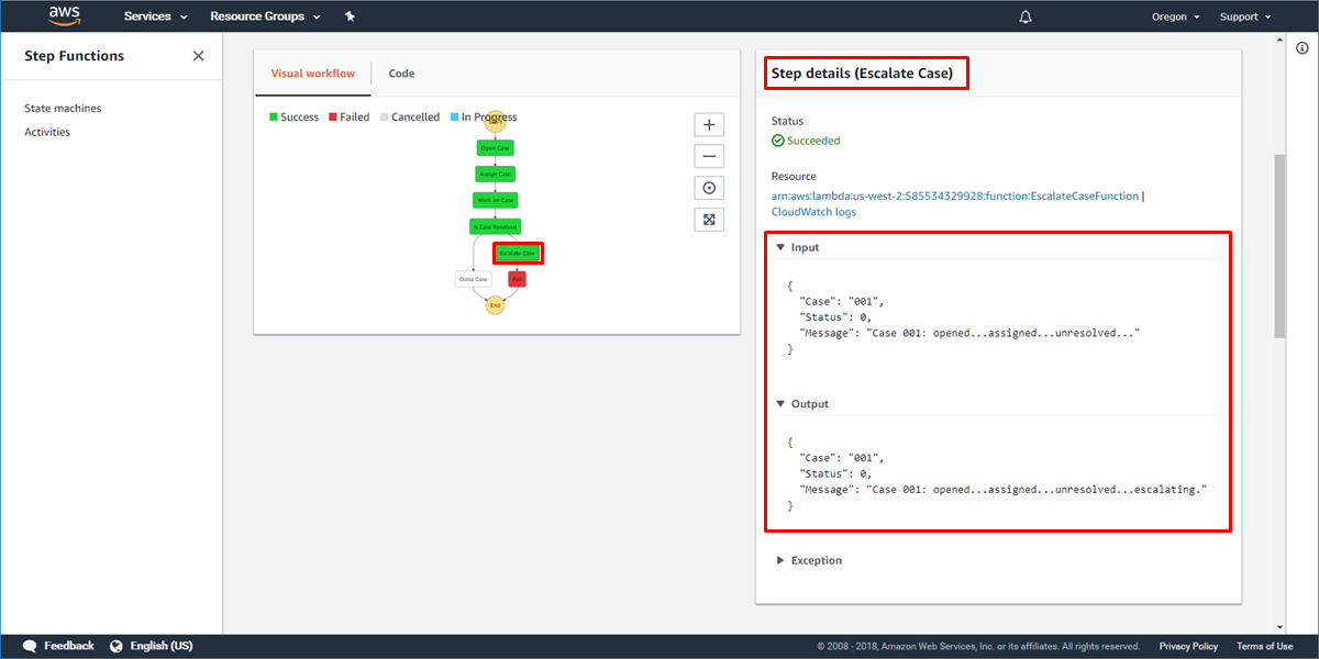 amazon web services - AWS Step Function workflow is showing failed status when excuting - Stack ...